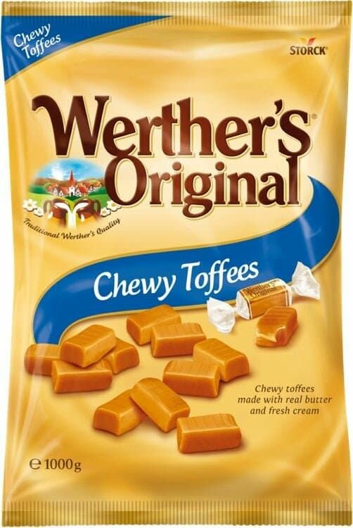 Конфеты Werthers Original Chewy Toffees, Классические ириски с настоящим сливочным маслом и свежими сливками, 1 кг, 1000 г (Финляндия)