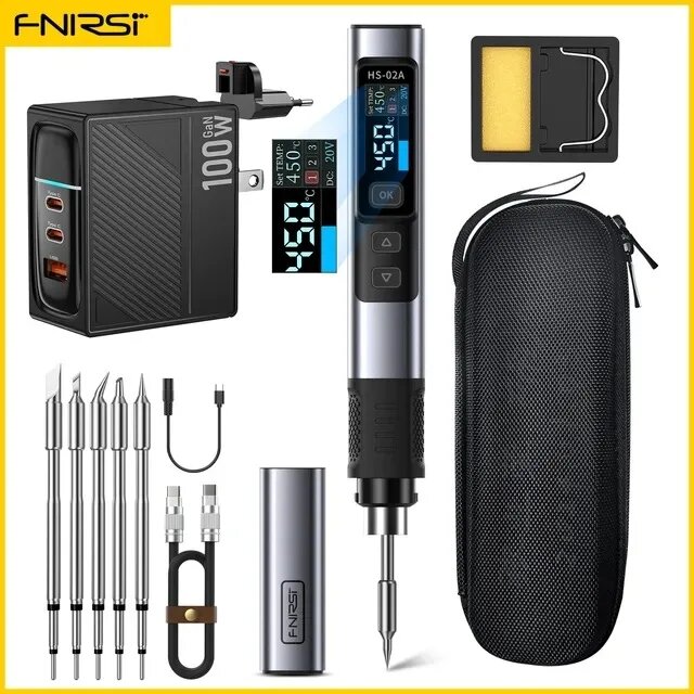 FNIRSI HS-02A Паяльник 100W, 6 насадок