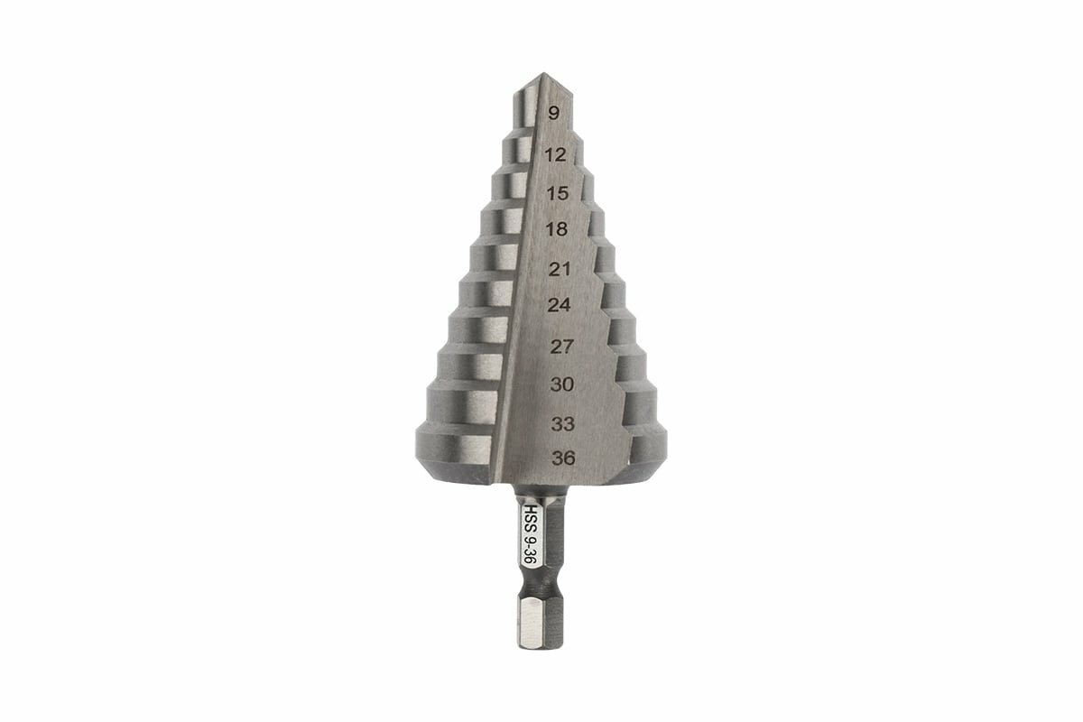 KRANZ KR-12-6604 Сверло ступенчатое по металлу 9.0-36.0 мм HSS для чистых отверстий