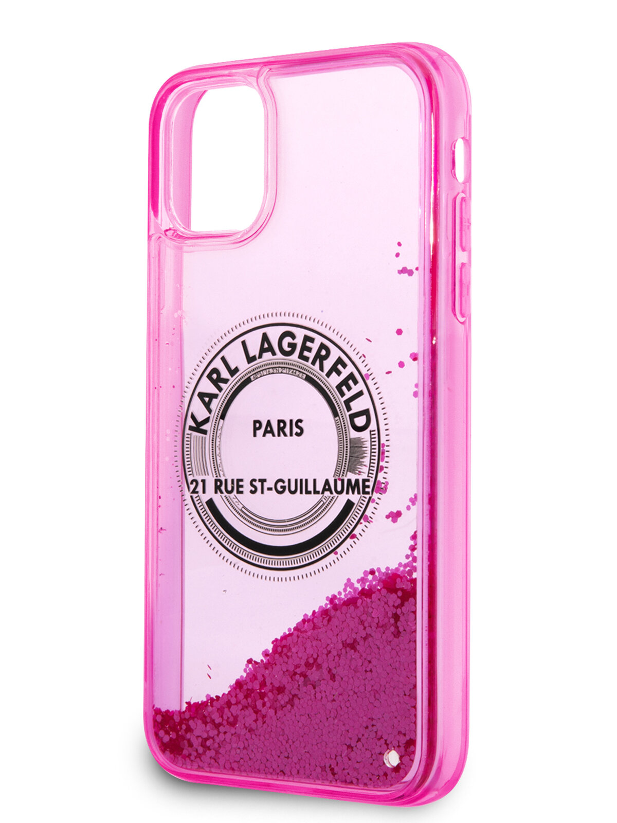 Lagerfeld для iPhone 11 чехол Liquid Glitter RSG logo Hard Pink