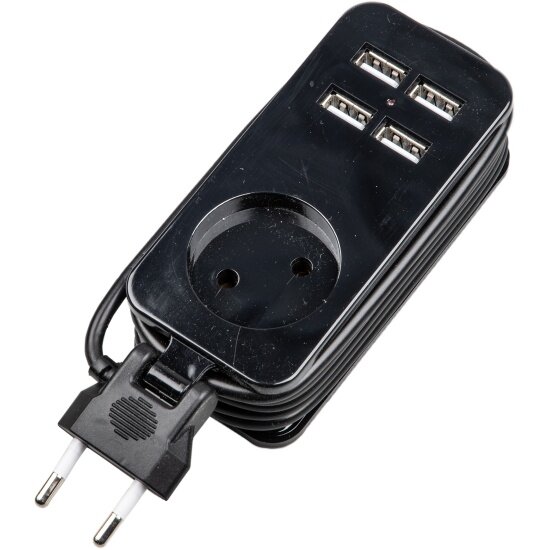 Удлинитель серии Uniel Travel, шнур 1,5м, 1 гнездо S-CT1-1,5U BLACK