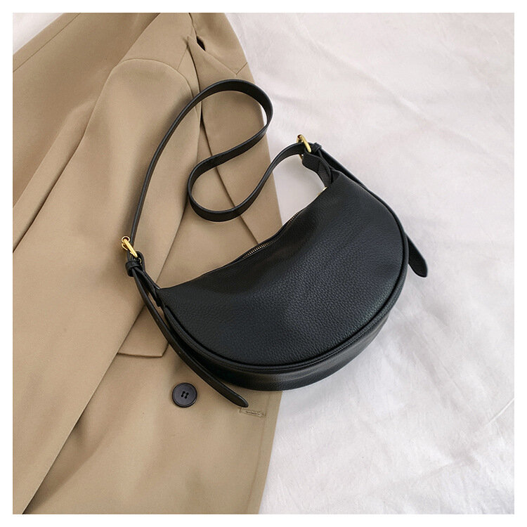 Винтажная сумка через плечо из мягкой кожи, новая сумка-пельмень, большая вместимость, повседневная простая сумка под мышку, универсальная сумка через плечо