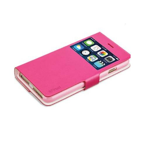 Двухсторонний чехол книжка для iPhone 6/6S X-Fitted Dual Use с приватным окошком Anti Privacy (розовый+белый)