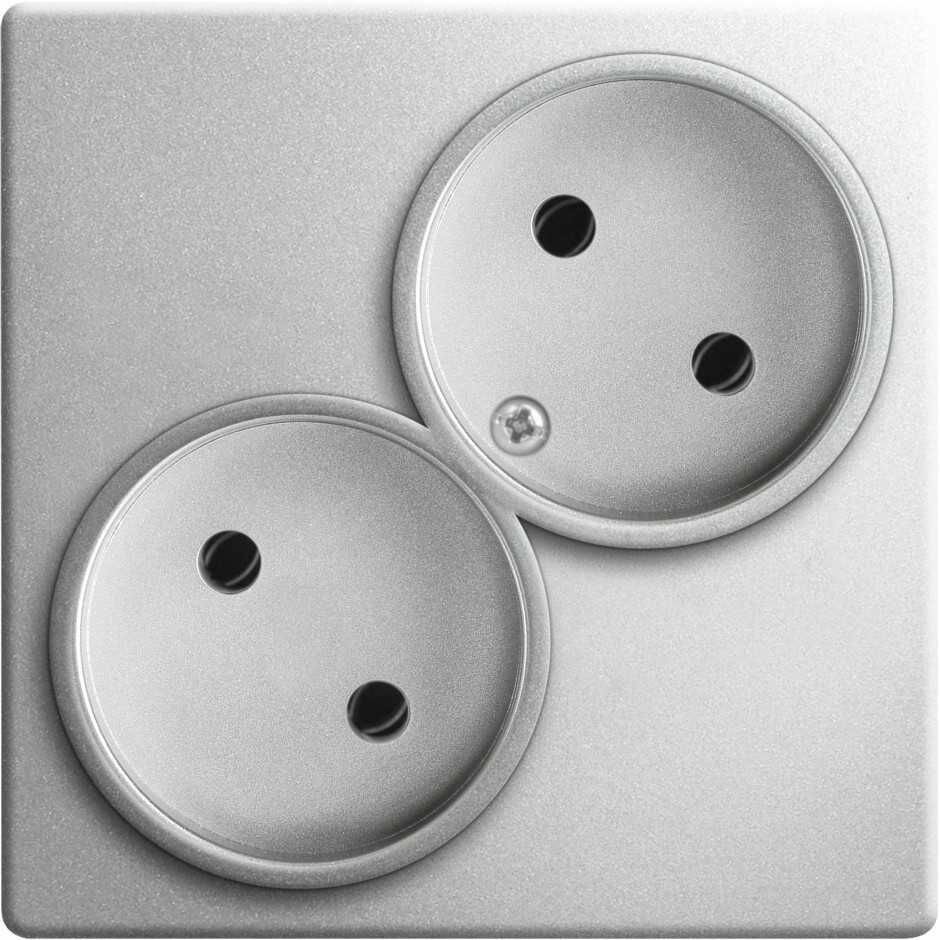 Розетка двойная без заземления 2x2Р 16A 250В 2450457-033 Simon 24 Алюминий
