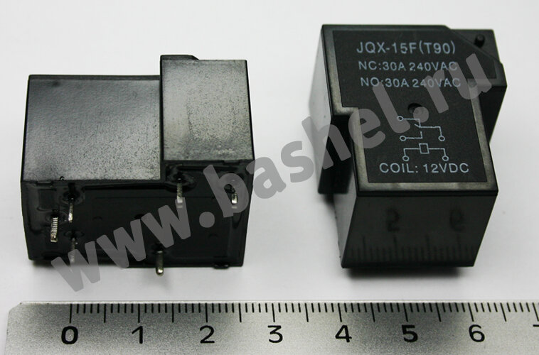 RELAY JQX-15F 12VDC 30A (T90), Реле, RUiCHi, (упр:12В/DC, комм: 30A/240В/AC, 1NO/1NC, AgCdO, R-coil:160 Ом)