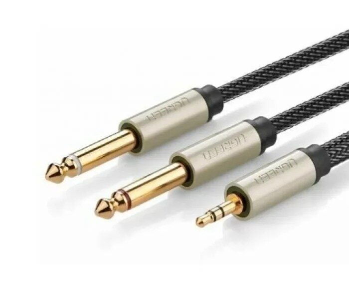 Кабель акустический UGREEN AV126 10615_ Jack 3.5mm - 2*Jack 6.35mm, 2 м, серый
