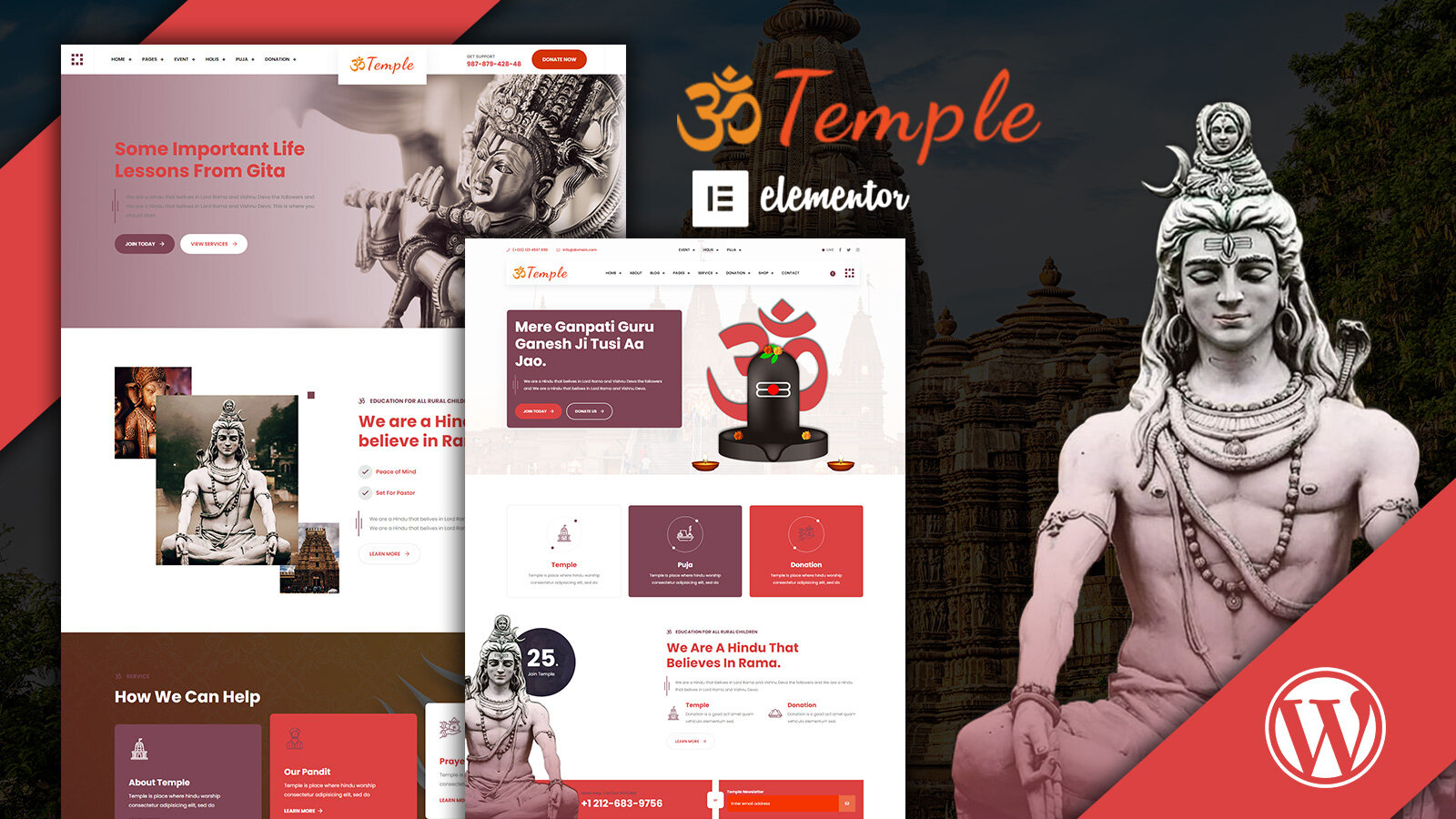 Подарочный сертификат на Шаблон для сайта Вордпресс с демоконтентом Temple Oriental Shrine Elementor Theme WordPress