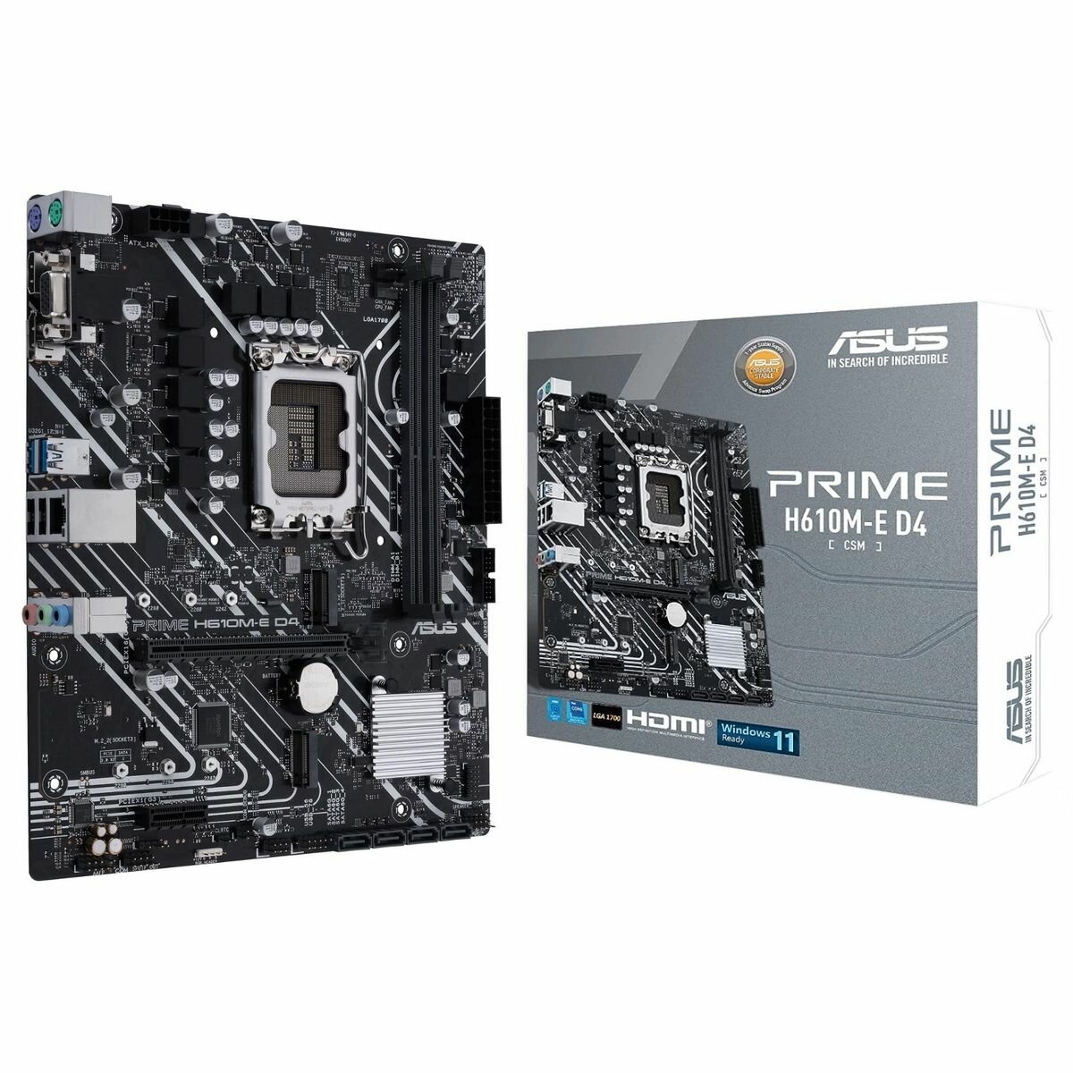 Материнская плата ASUS H610M-E D4 CSM, LGA1700, Intel H610, Micro-ATX, RTL (90MB19N0-M1EAYC)