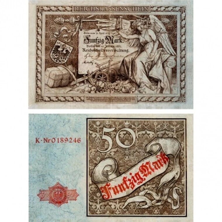 50 марок 1882 года Германия, сувенирная копия, банкноты и купюры редкие коллекционные