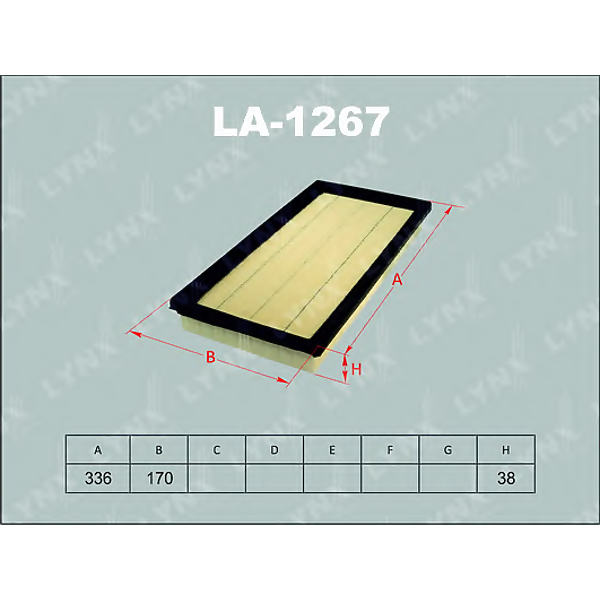 LYNXAUTO la-1267 (0K2A513Z40 / 0K2A513Z40A / 0K2FA13320A) фильтр воздушный lifan x60 1.8 11