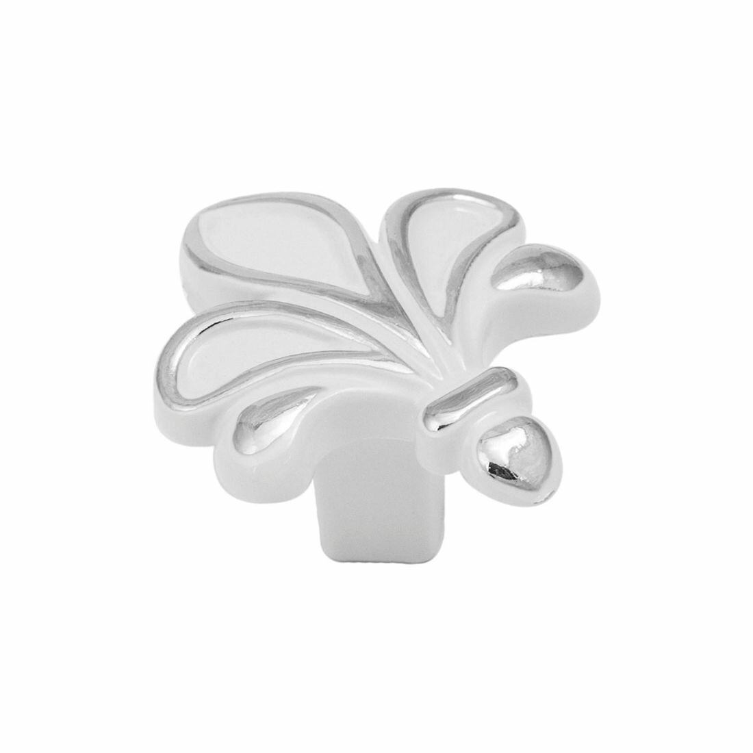 Ручка мебельная кнопка металлическая MILK серебро белый