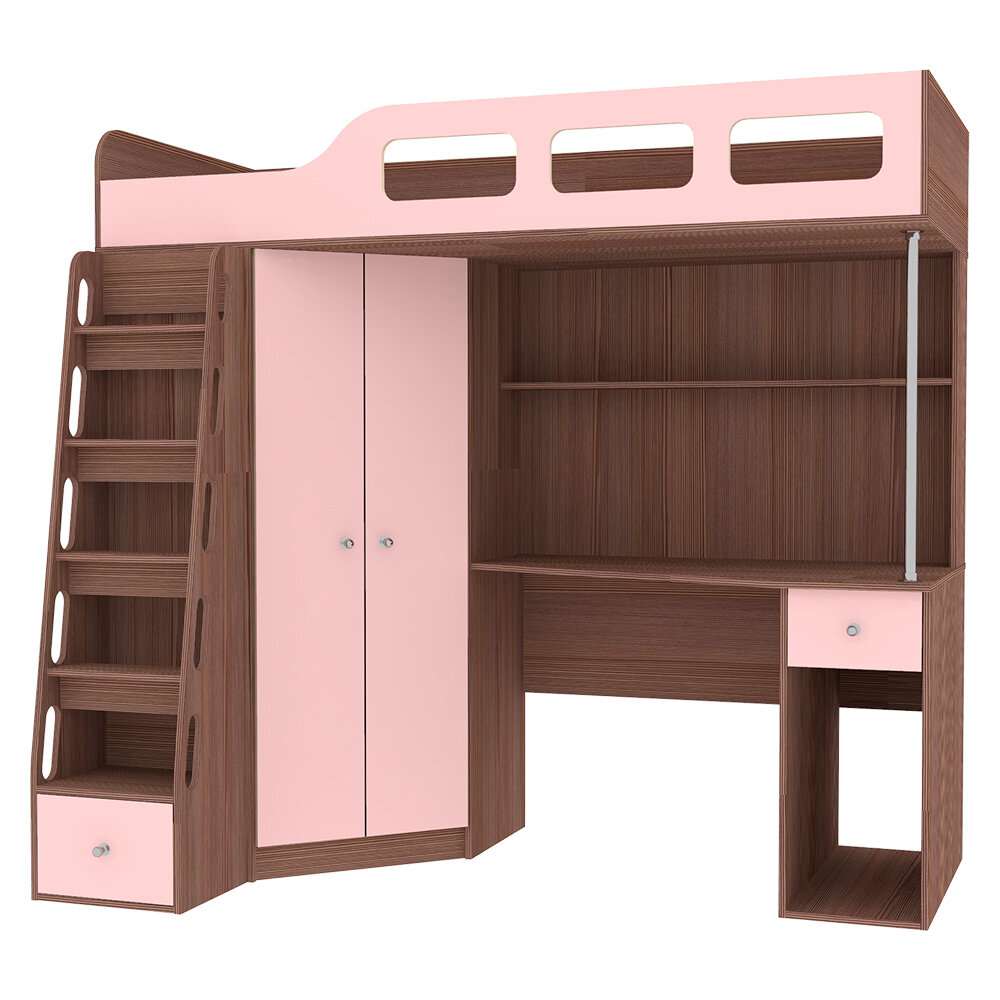 Астра-7 кровать чердак Бодего Темный Розовый