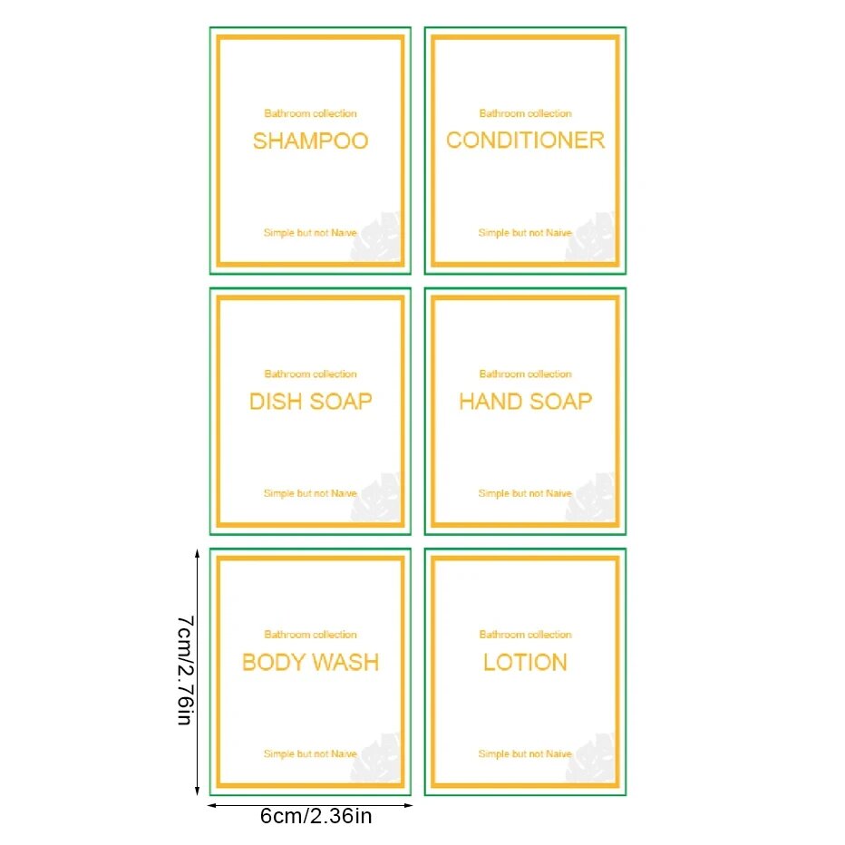Наклейки на бутылки для ванной 6шт, 7x6см, Color: 1 sheet labels-A