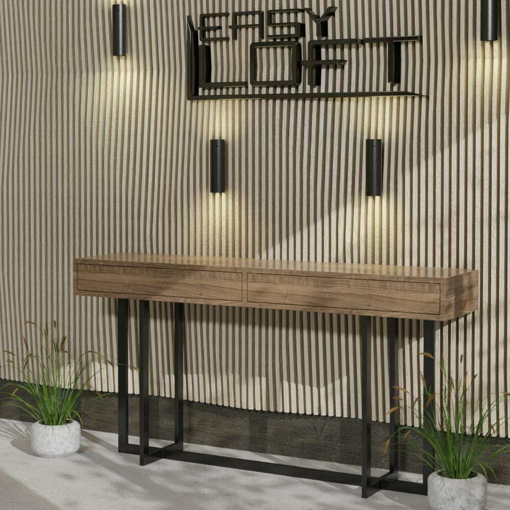 Консоль "EasyLOFT" в стиле лофт из массива хвойных пород, для гостиной, с размерами 120х30х80 см