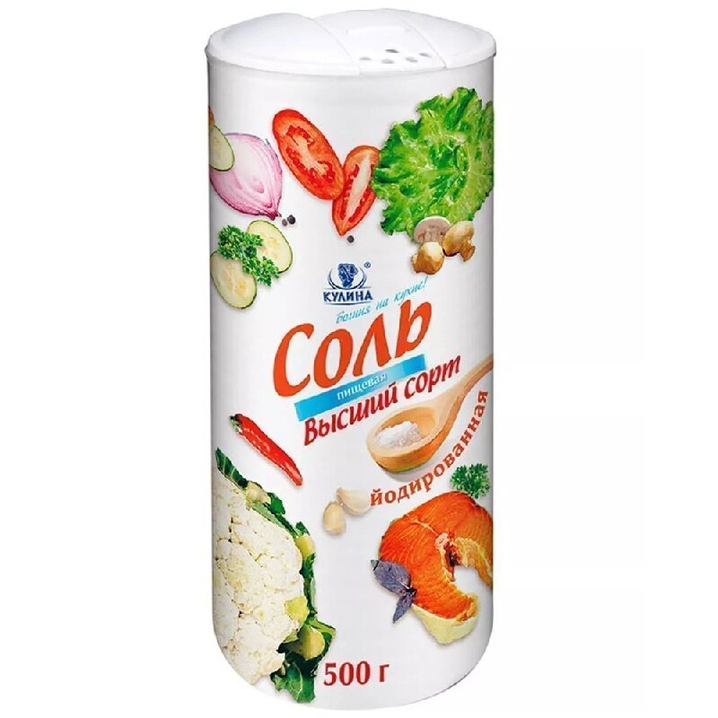 Соль кулина пищевая йодированная мелкая (помол №0) /туба/ 500гр