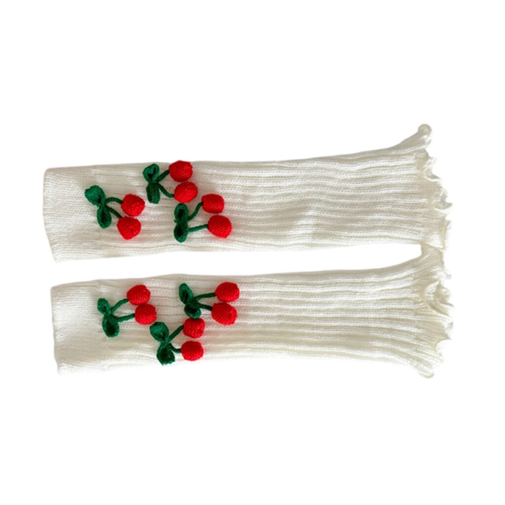 Женские Зимние Рождественские Вязаные Гетры С Милым Вишневым Бантом, Носки-Ботфорты