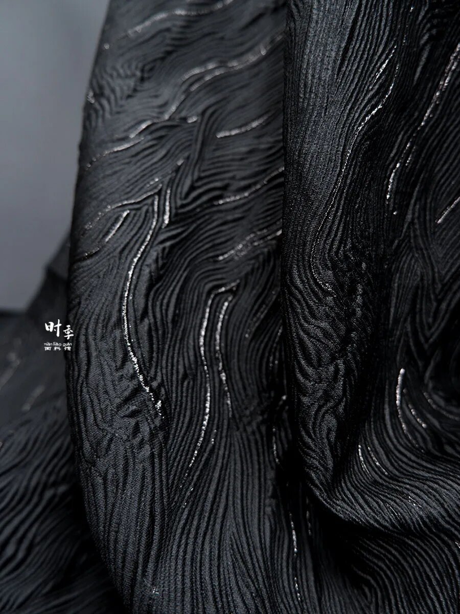 Золотая блестящая жаккардовая ткань для пошива 50*140 см Черный, black