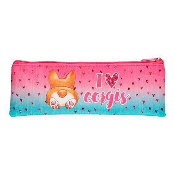 Пенал-косметичка кокос 19х7 см, "Corgi Love", ткань (215177)