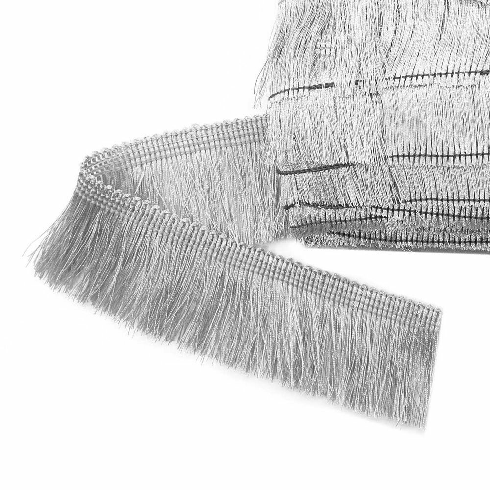 Бахрома айрис Металлизированная 38 мм 25 м серебро, 25 шт (568)