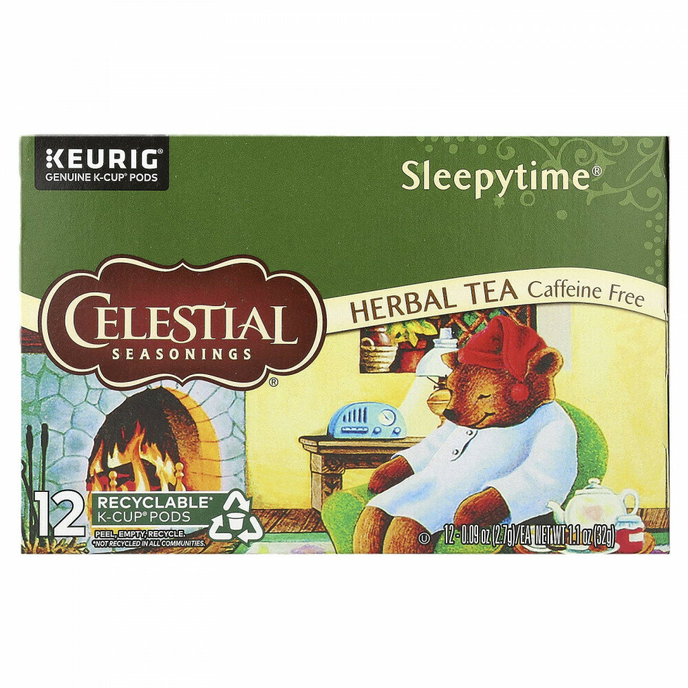 Celestial Seasonings, травяной чай, Sleepytime®, без кофеина, 12 капсул K-Cup, 32 г (1,1 унции)