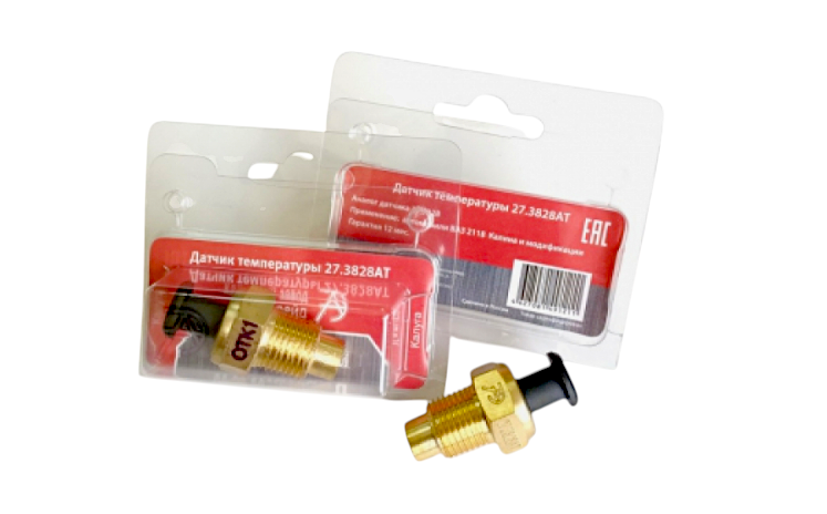 Датчик температуры охлаждающей жидкости ВАЗ 1118, 2170, 2190 Автотрейд (Калуга) (стоит на блоке) (артикул 27.3828АТ)