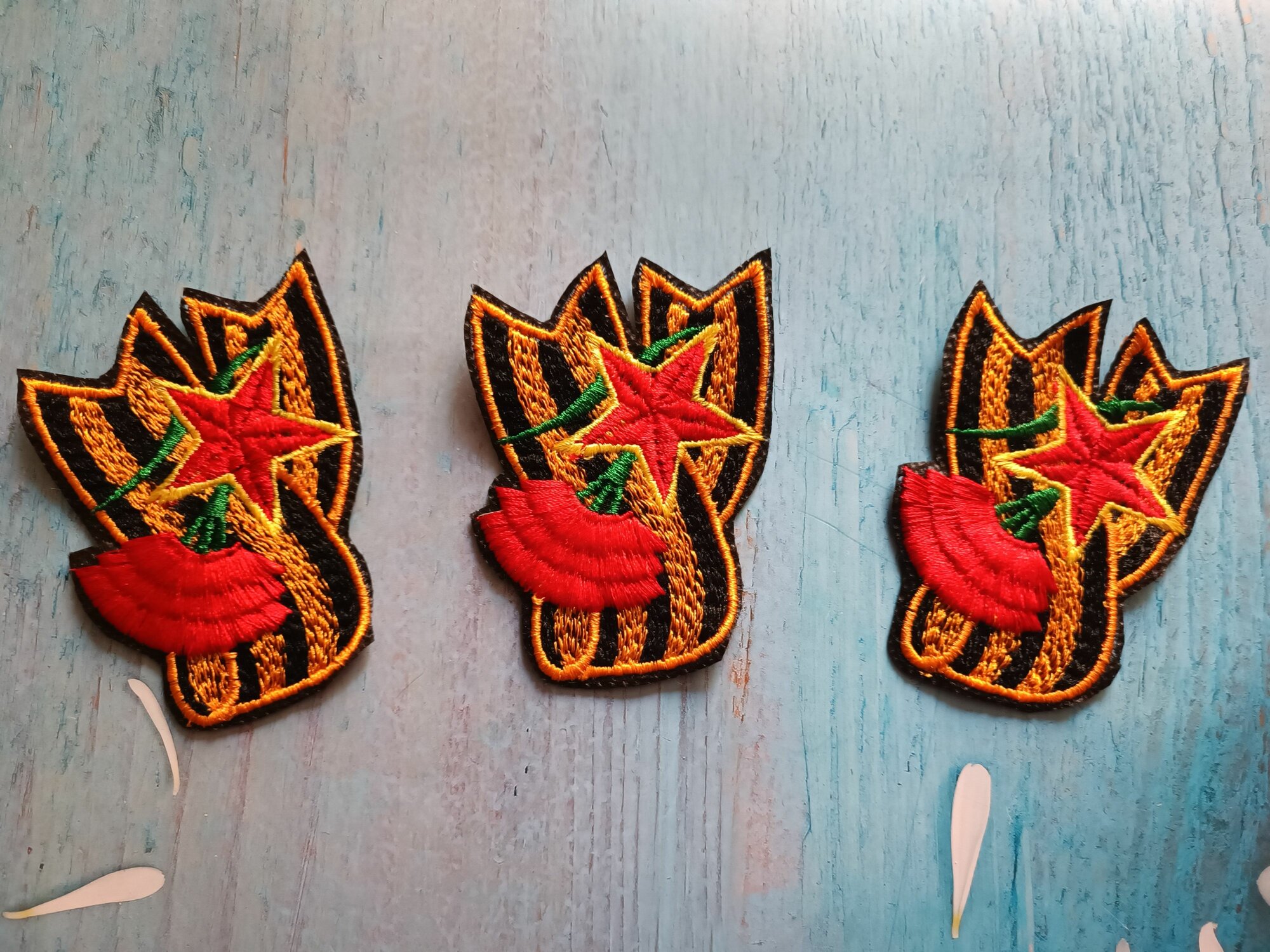 Нашивка 9 мая /георгиевская лента, 3 штуки, 8,5х6см