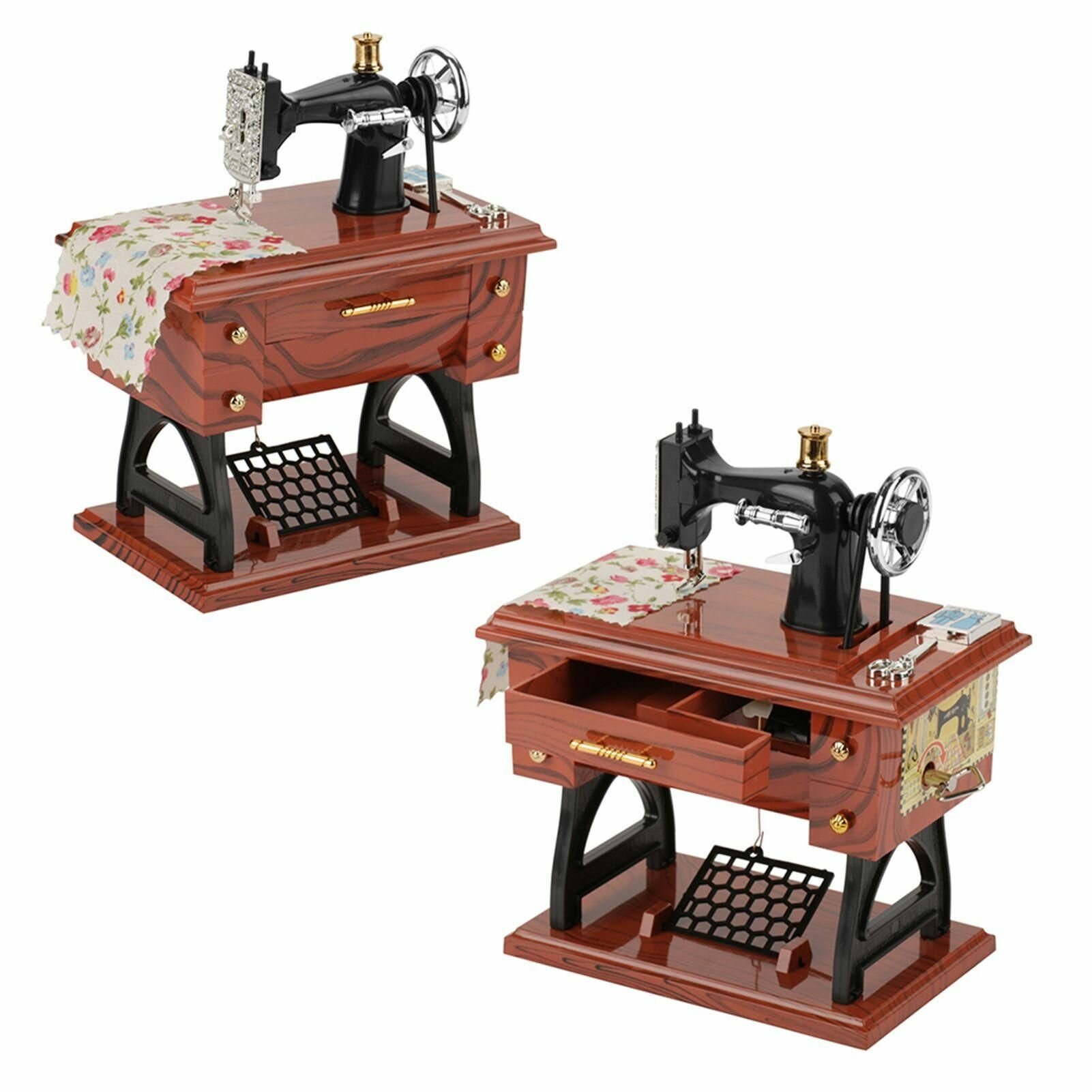 Винтажная музыкальная шкатулка с движущейся швейной машиной, мелодичное звучание, уникальный подарок для коллекционеров