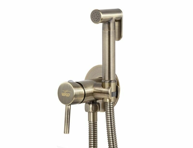 Смеситель для биде Гигиенический душ черный с шлангом лейкой. Встраиваемая сантехника для унитаза VIKO V-4923 бронза