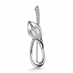 Брошь, серебро, 925 проба, фианит