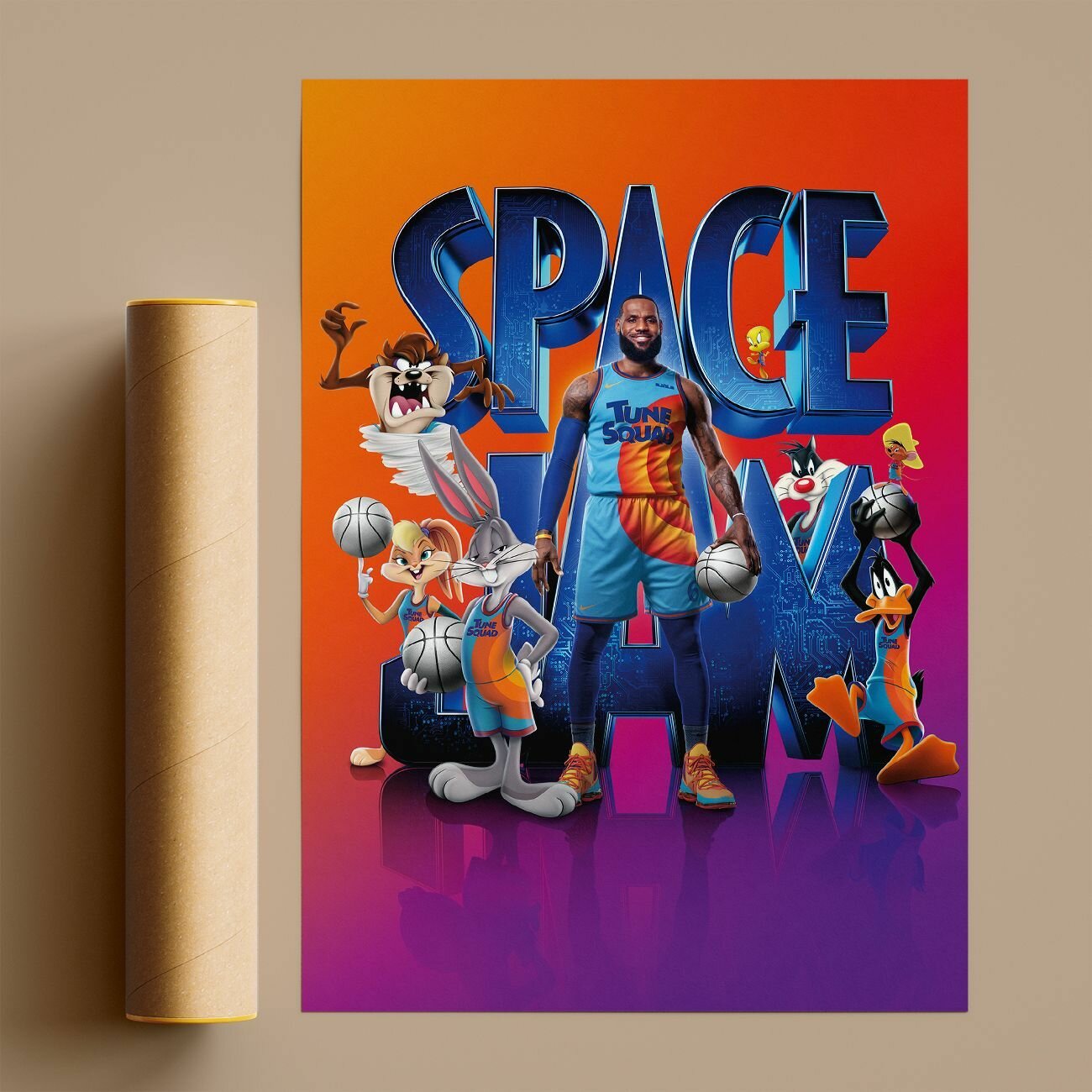 Постер Леброн Джеймс Space Jam 60х80 см без рамы/ Баскетбол, Космический Джем/ Плакат для интерьера, в подарок