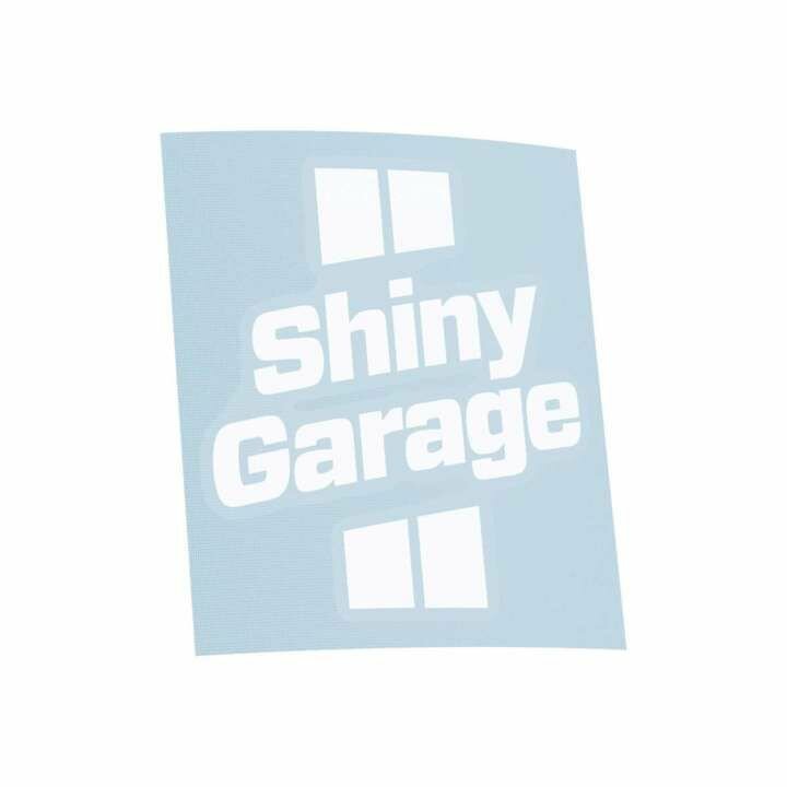 Наклейка Shiny Garage, вырезанная, цвет белый, 7 см. x 8 см.