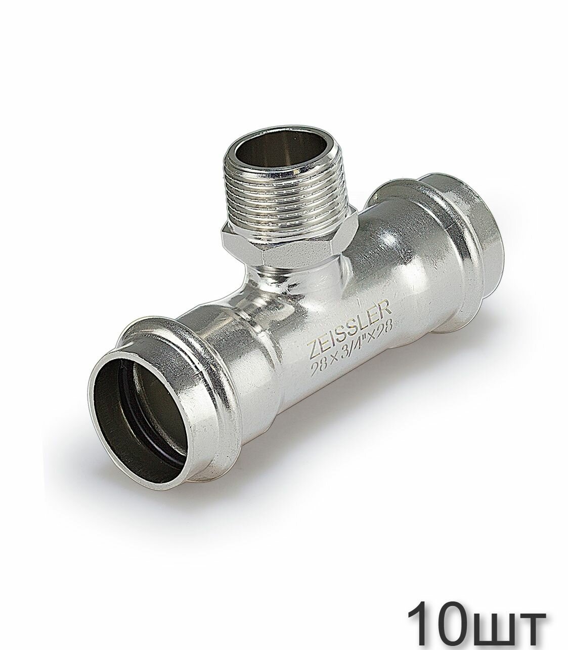 Пресс-тройник из нержавеющей стали с внутренней резьбой 22mm*3/4*22mm, ZEISSLER, арт. ZTI.532.220522, 10шт