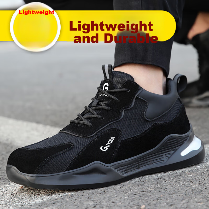 Blue Owl Shield Safety Shoes for Men, Lightweight, Steel Toe Cap, Puncture-Resistant, Durable Work Shoes with Soft Soles, Functional Shoes 2132S Size 44
