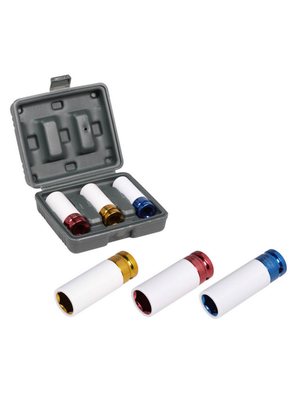 Набор головок ударных для колёсных дисков 1/2" DR шестигранных удлин. 3 предм. (17,19,21мм) AIRLINE"