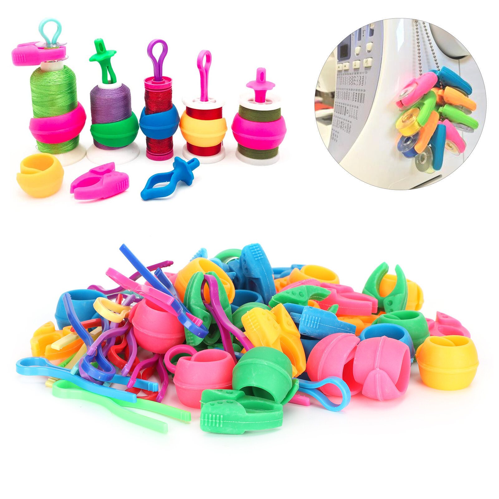60 шт, силиконовые зажимы-держатели для шпульной нити, пластиковые зажимы, инструменты для вышивания