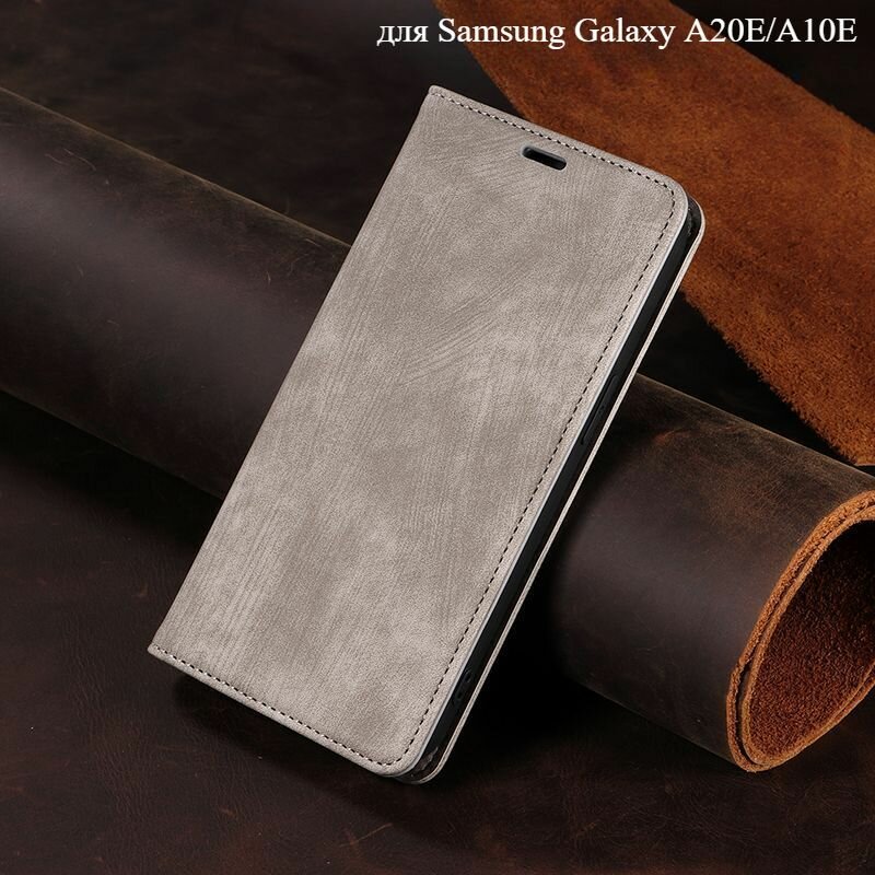 Кожаный чехол-книжка для Samsung Galaxy A20E/A10E(самсунг галакси A20E/A10E), магнитный, с отделениями для карт и кошельком