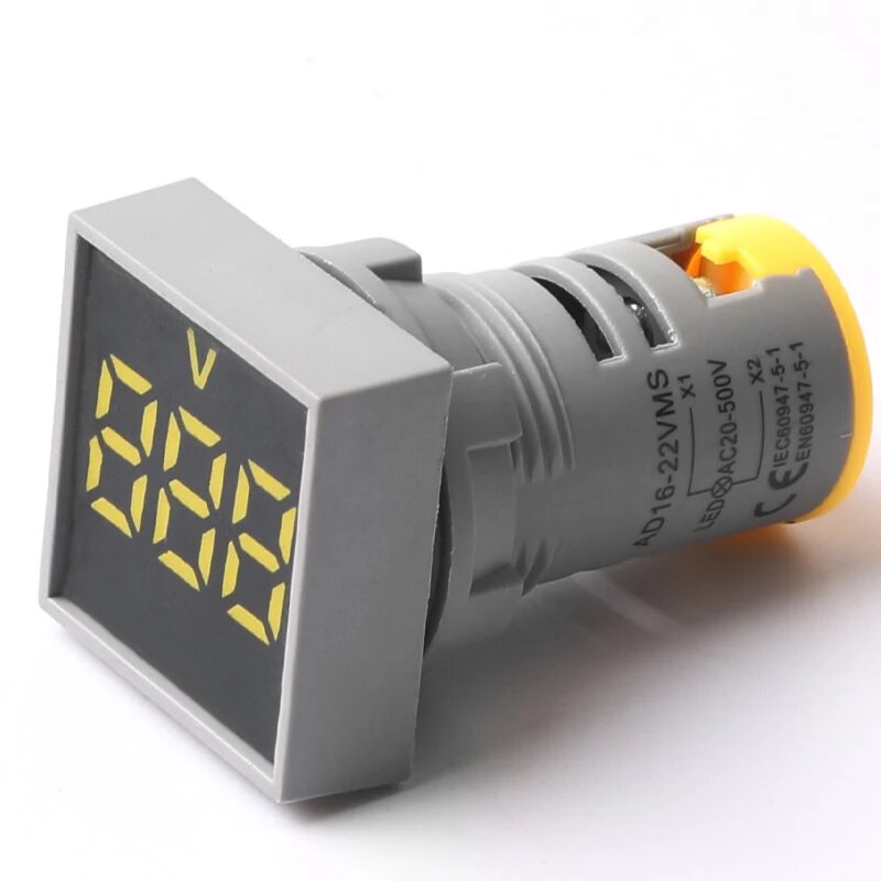 Вольтметр цифровой AD16-22VMS, 20-500В, желтый