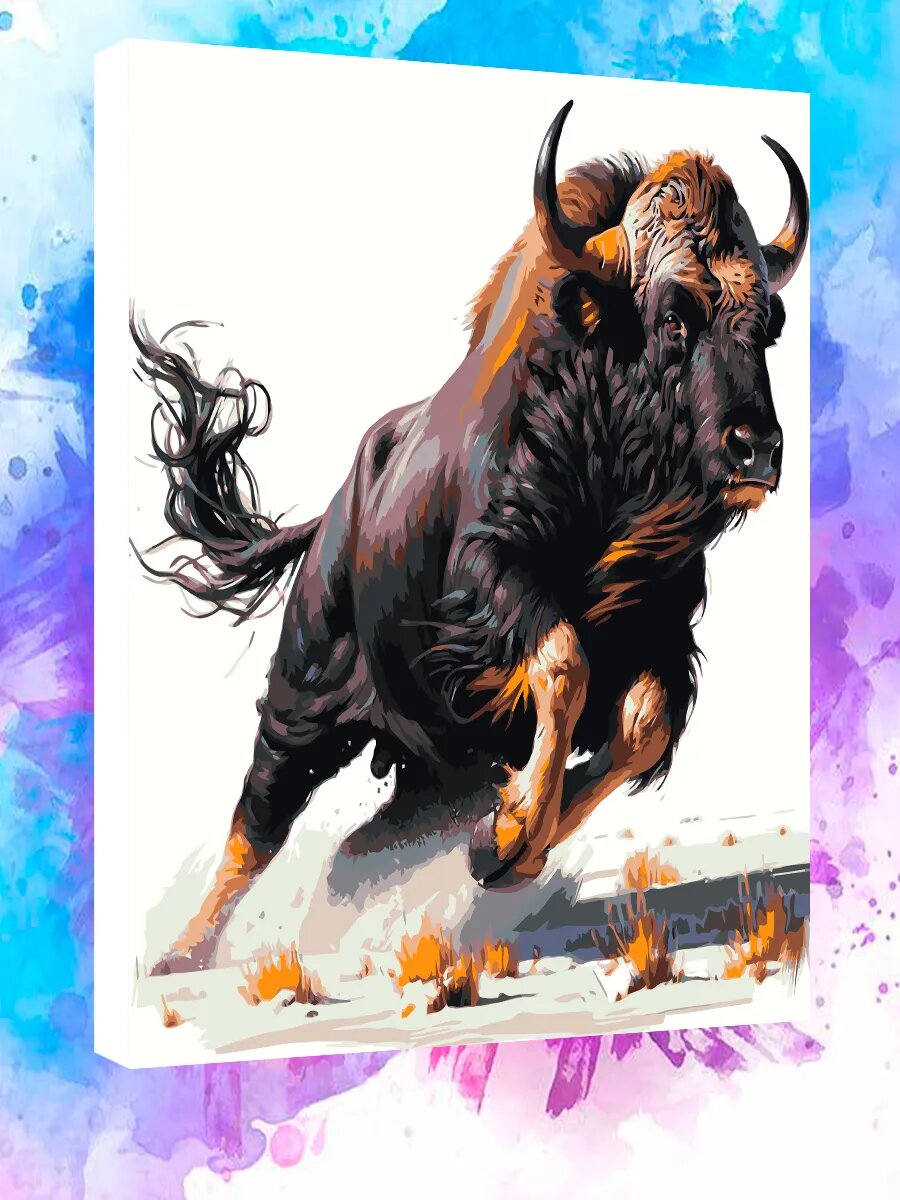 Картина по номерам Бык Як Животные