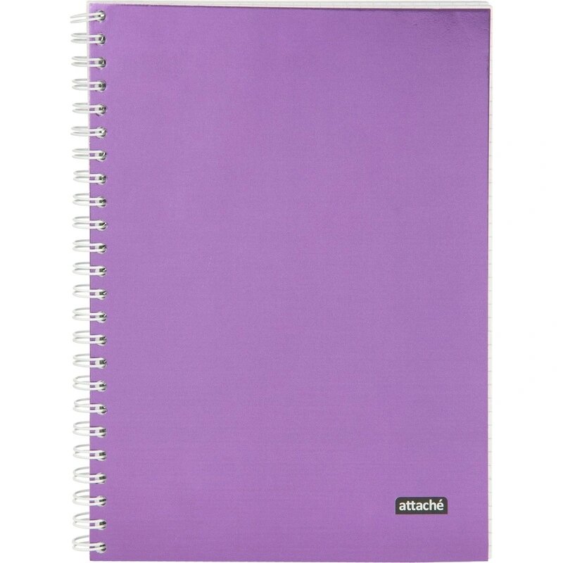 Бизнес-тетрадь А5 96л Attache Metallic Фиолет клетка, греб, картон, фольга