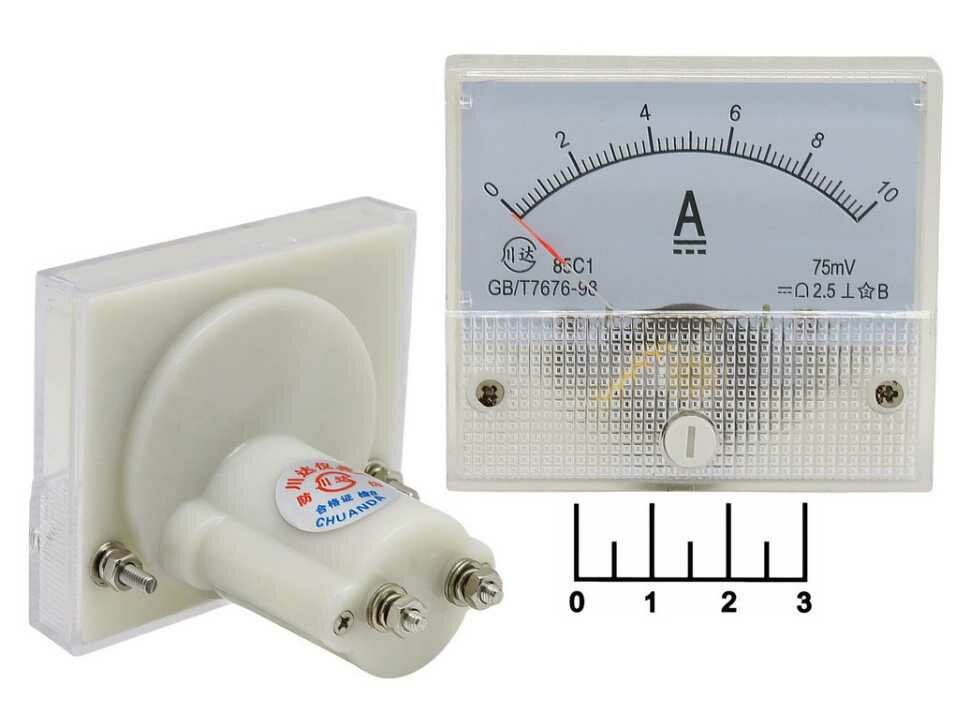 Измерительная головка амперметр 10A 55*63мм DC 85C1 (без шунта)