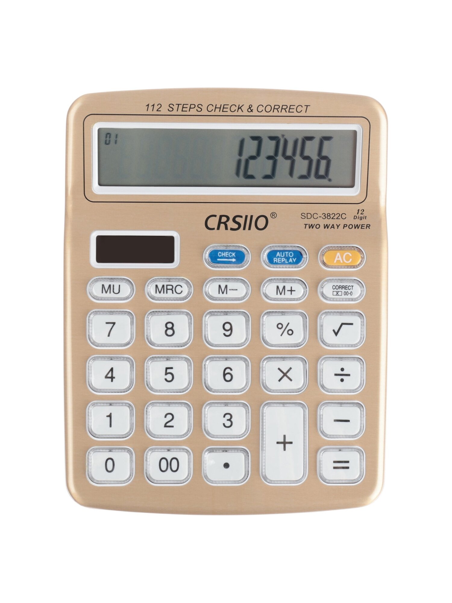 Калькулятор настольный 12-разрядный SDC-3822C, корпус золотистый