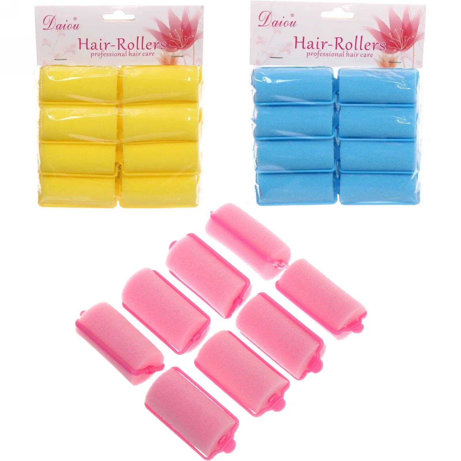 Бигуди поролоновые с зажимом 8шт, разноцветные, d=30мм, удобные