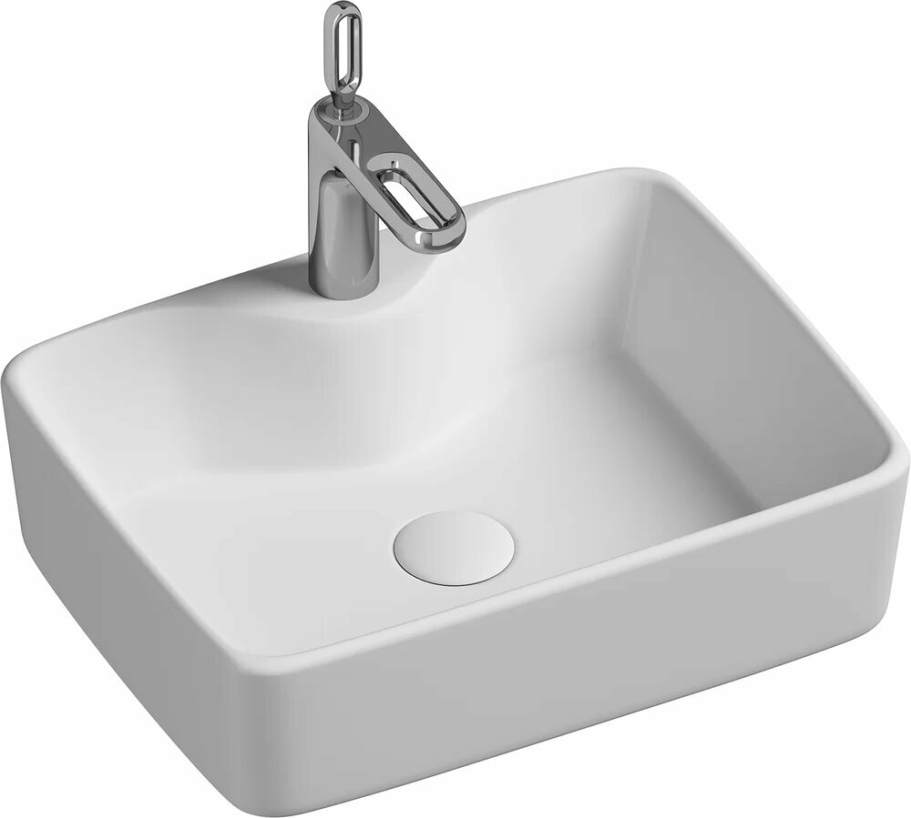 Накладная раковина Ceramicanova Элемент (Element) CN6033 48 без отверстия под смеситель, фарфоровая, прямоугольная, раковина для ванной, белая