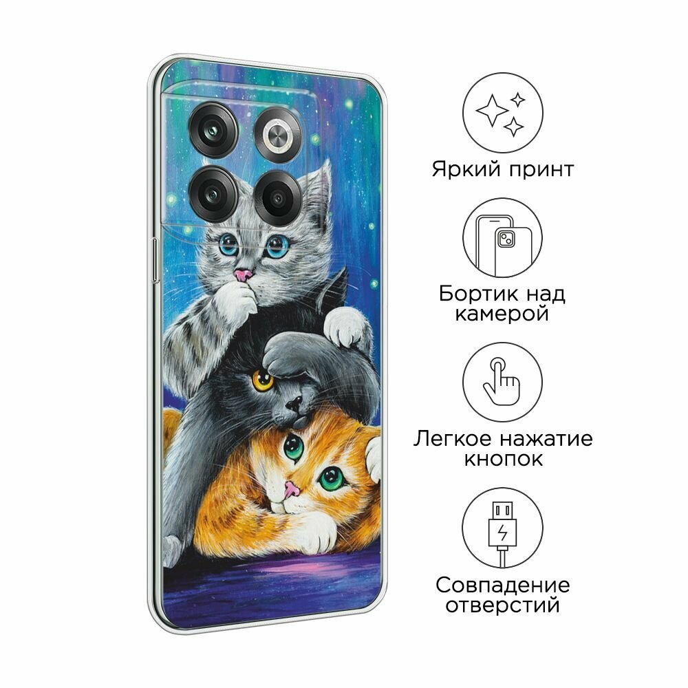 Чехол на OnePlus 10T / Ван плюс 10T с принтом "Три кота рисунок" — фото 1