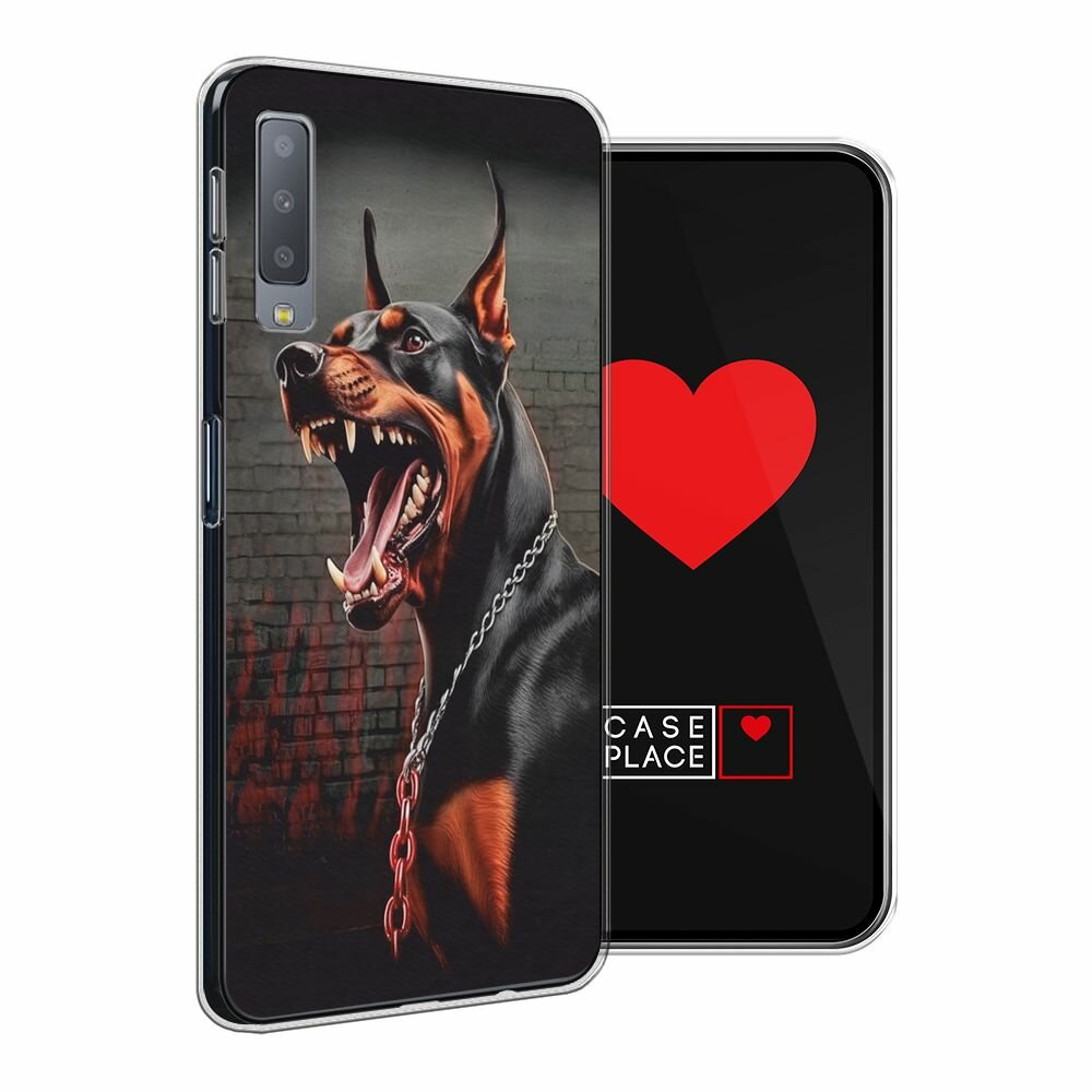 Чехол на Samsung Galaxy A7 2018 / Самсунг Галакси А7 2018 с принтом "Доберман с цепью" — фото 1