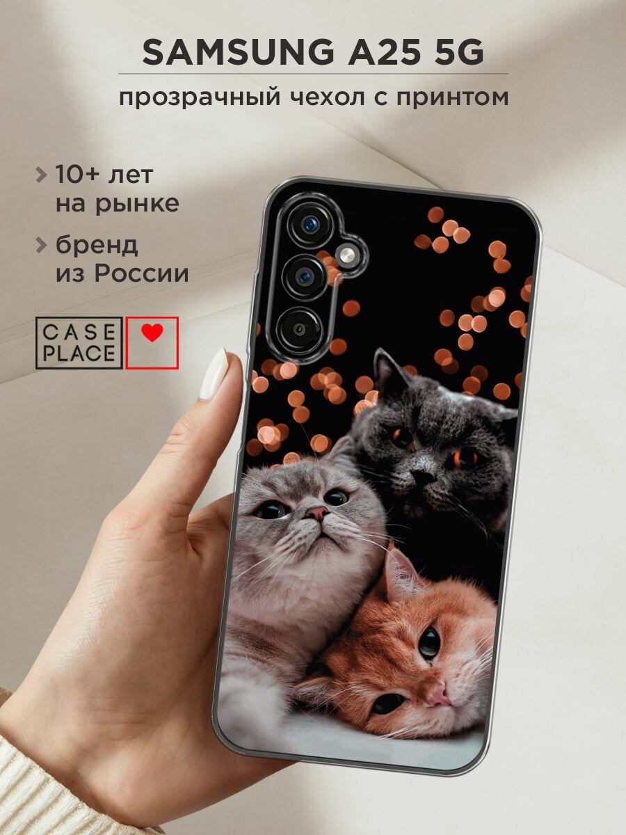 Чехол на Samsung Galaxy A25 5G / Самсунг Галакси A25 5G с принтом "Кошачьи обнимашки"