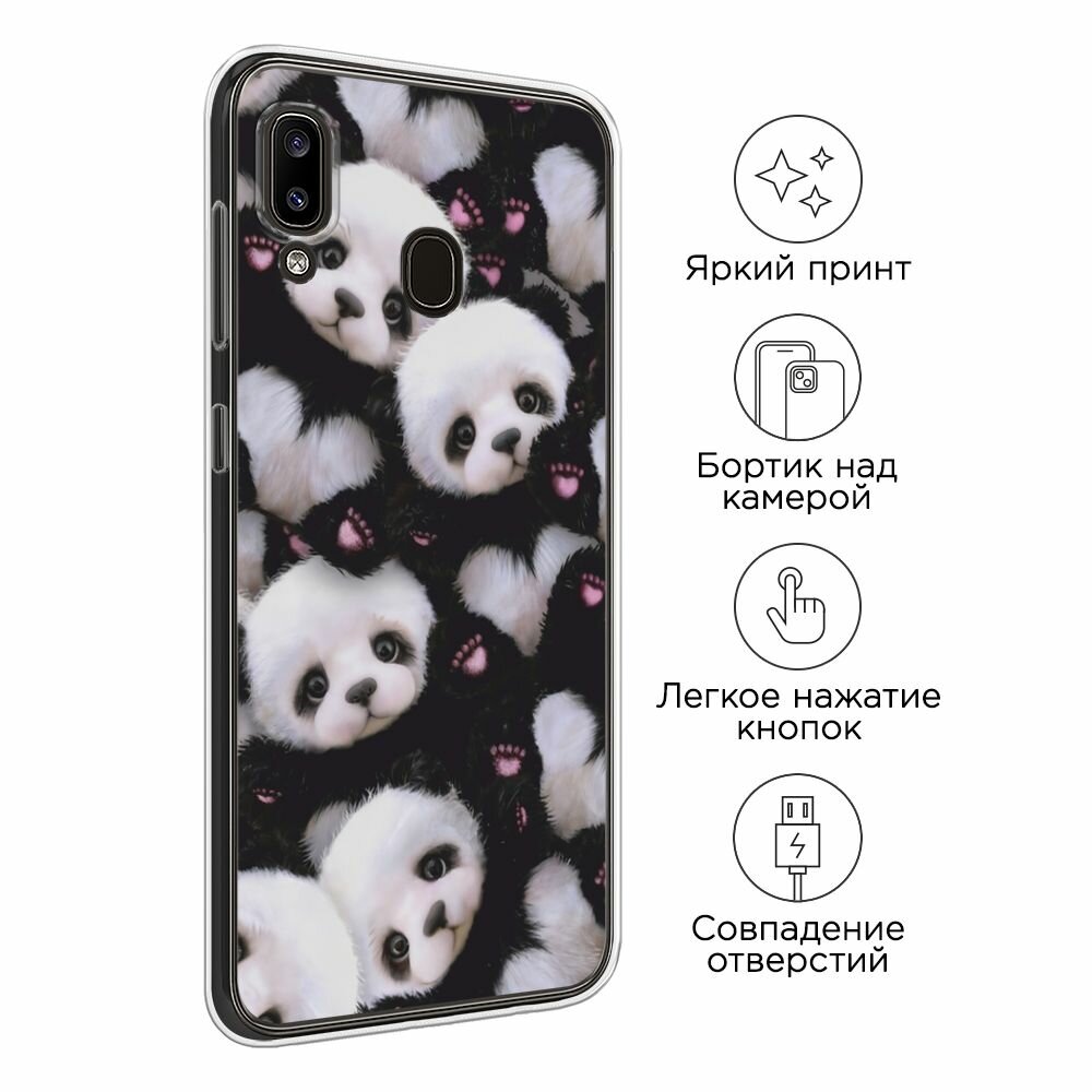 Чехол на Samsung Galaxy A30/A20 / Самсунг Галакси A30/A20 с принтом "Море панд" — фото 1