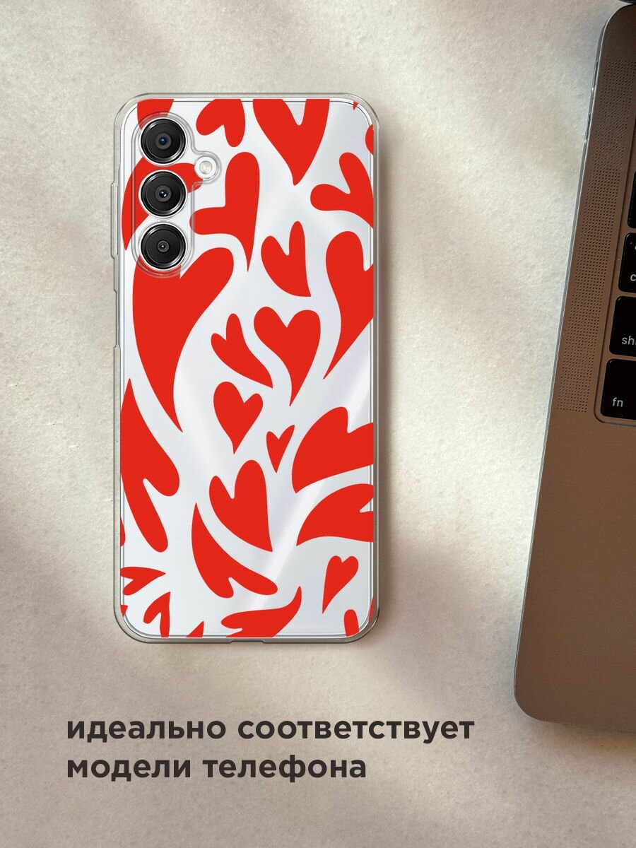Чехол на Samsung Galaxy A16 / Самсунг А16 с принтом "Crazy hearts 2 - 14 февраля", прозрачный — фото 1