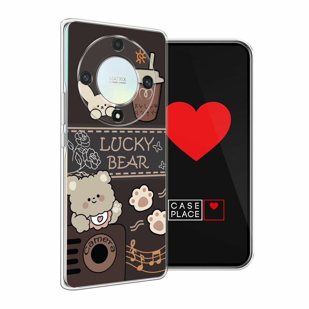 Чехол на Honor X9A / Хонор X9A с принтом "Lucky bear coffee 1" — фото 1