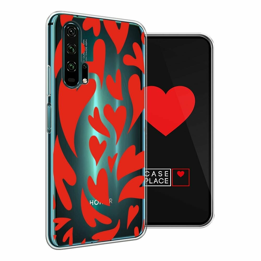 Чехол на Honor 20 Pro / Хонор 20 Про с принтом "Crazy hearts 2 - 14 февраля", прозрачный — фото 1